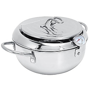 Japanese Tempura Fryer Pot, 201 Stainless Steel 28cm Multifunctional Easy Japanese Fryer Pot for French Fries