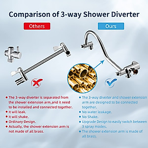 Hibbent 12 Inch Thickness Metal Rainfall Shower Head/Handheld Showerhead Combo with 12 Inch Adjustable Curved Shower Extension Arm, 7-Spray, 71 Inch Hose, Adhesive Showerhead Holder, Chrome