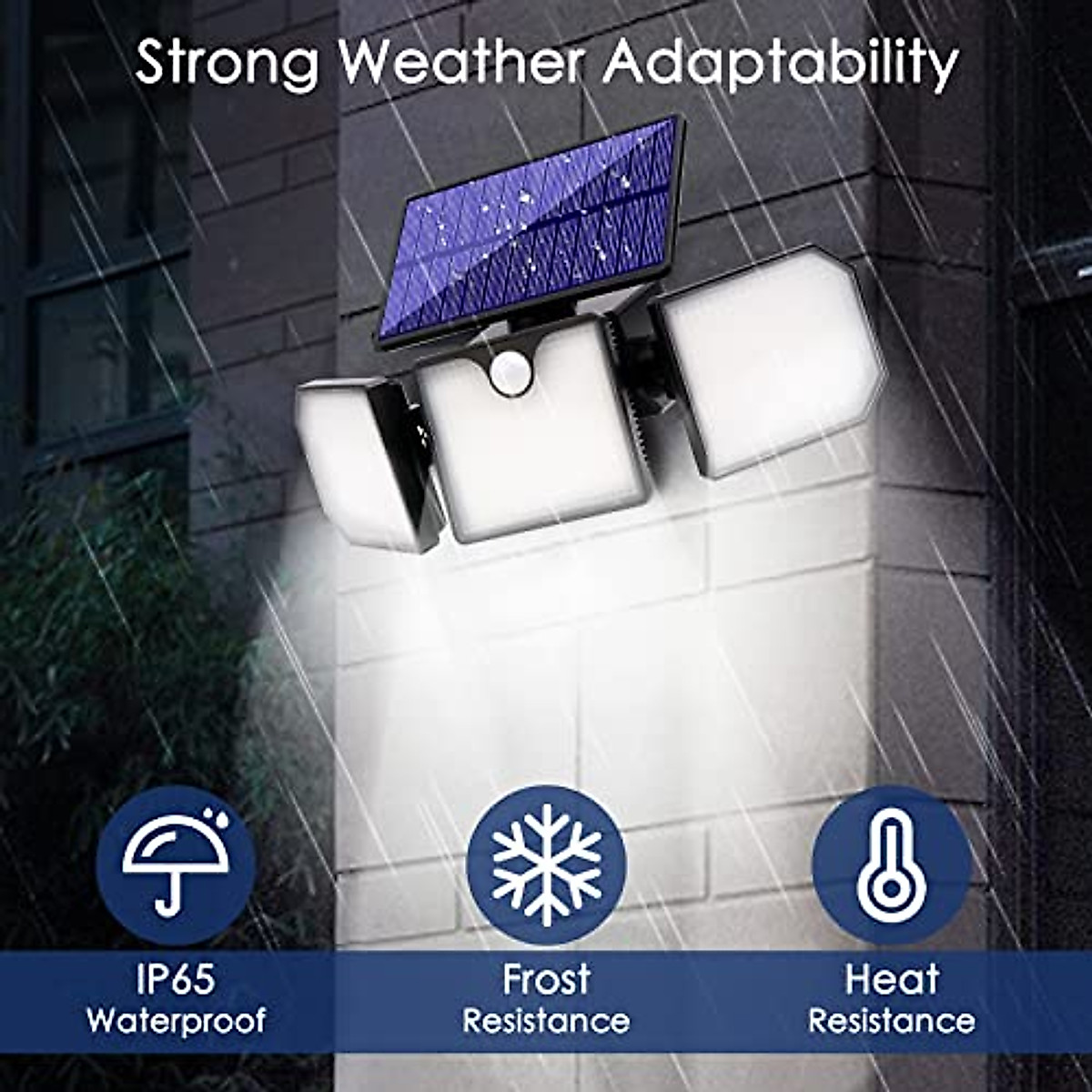 UCGG Solar Wall Lights Outdoor, Motion Sensor 230 LED 2400Lm Flood Lights 3 Adjustable Head 270° Wide Angle Lighting, IP65 Waterproof for Porch Yard Garage Pathway -2Pack, Black