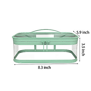 WANBAO 2 Pcs Transparent Makeup Bag Zipper Waterproof Portable Travel Storage Pouch, Pink Green