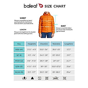 BALEAF Kids Puffer Down Jackets with Hood for Boys Girls Ultralight Packable Cold Winter Lightweight Outerwear Orange XS