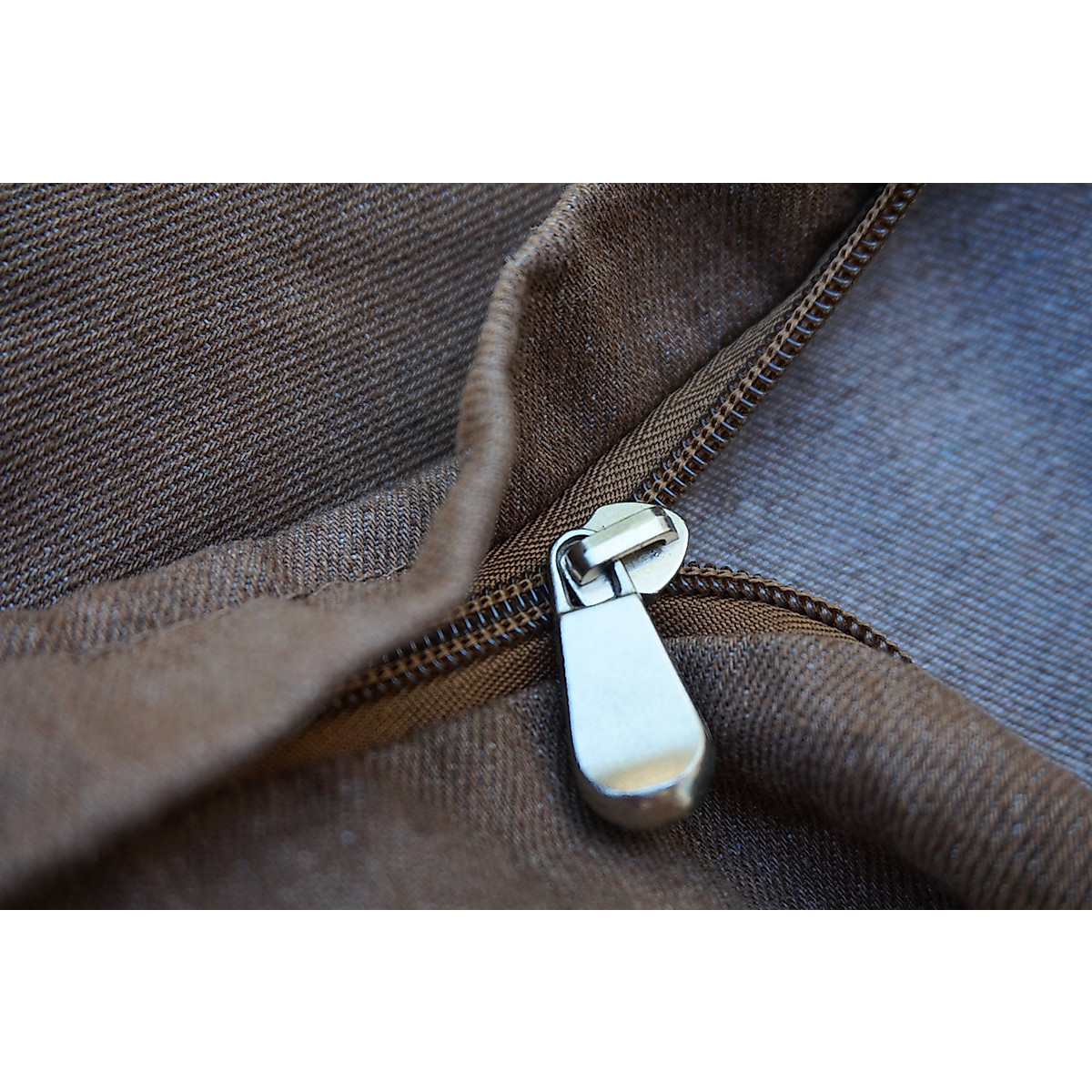 Dogbed4less 55X47X4 Inches Heavy Duty Brown Color Denim Jean Dog Pet Bed External Zipper Cover - Replacement Cover only