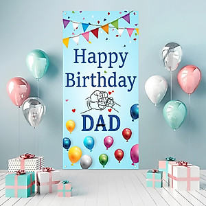 Labakita Blue Happy Birthday Dad Door Banner, Men's Birthday Decorations, Father Birthday Party Banner, Happy Birthday Banner for Men