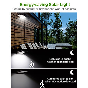 InnoGear Solar Gutter Lights, 24 LEDs Solar Motion Sensor Lights IP65 Waterproof Solar Outdoor Lights Solar Wall Lights Security Lighting for Yard Porch Patio, Pack of 4