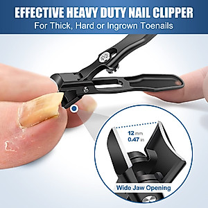 Wide Jaw Toenail Clippers with Catcher - Popular No Splash Nail Clippers for Men Seniors Thick Nails, Anti-Splash Ultra Sharp Mess Free Self Collecting Fingernail Cutter w Catching Storage