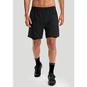 Men's Mountain Bike Shorts 3D Padded Loose-fit Biking Riding Cycling Bicycle Biker Cycle Padding Shorts for Men Zipper Pockets(Black,L)