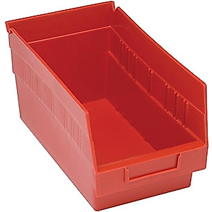 QUANTUM STORAGE SYSTEMS K-QSB202RD-10 10-Pack Plastic Shelf Bin Storage Containers, 11-5/8" x 6-5/8" x 6", Red