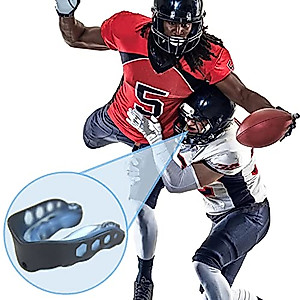Football Mouthguard,Braces Mouthguard with Strap Fit Teen and Child, Youth Sports Mouthguard and Kids Mouth Guard for Football, Boxing, Taekwondo, Sanda, Basketball, Lacrosse, Rugby Matches (2 Blue)
