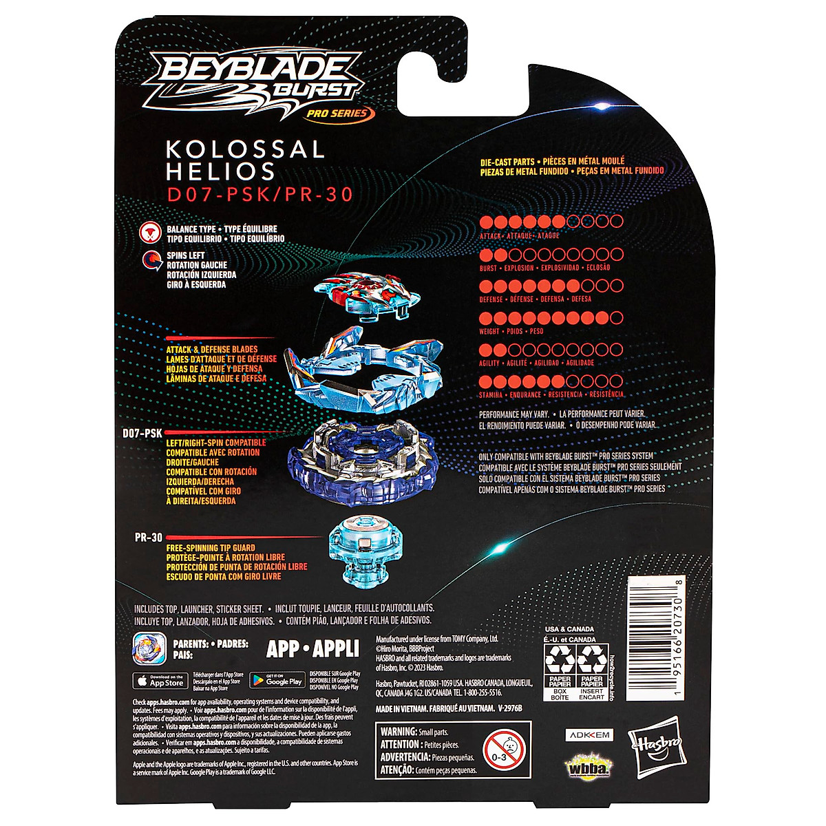 Beyblade Burst Pro Series Kolossal Helios Beyblade Starter Pack, Balance Type Spinning Top with Beyblade Launcher, Kid Toys for 8 Year Old Boys & Girls