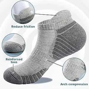 TANSTC Running Socks Anti-Blister Cushioned Cotton Socks Trainer Socks for Men Women Ladies Sports Low Cut Breathable Athletic Socks Ankle Socks (6 Pairs)