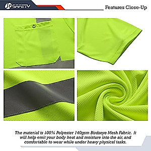 JKSafety Hi-Vis Reflective Safety Apparel | Daily Work T-Shirt Yellow Color with Sewed Retro-Reflective Strips | ANSI Compliance (77-Yellow, XL)