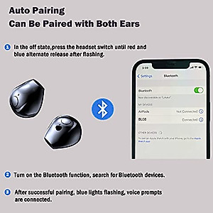 Invisible Smallest Mini Wireless Earbuds Mono Single Earphone Car Discreet Hidden Tiny Sleep Bluetooth Earpiece for Small Ears Work Cell Phones with Microphone in Ear Waterproof Sport Headphones