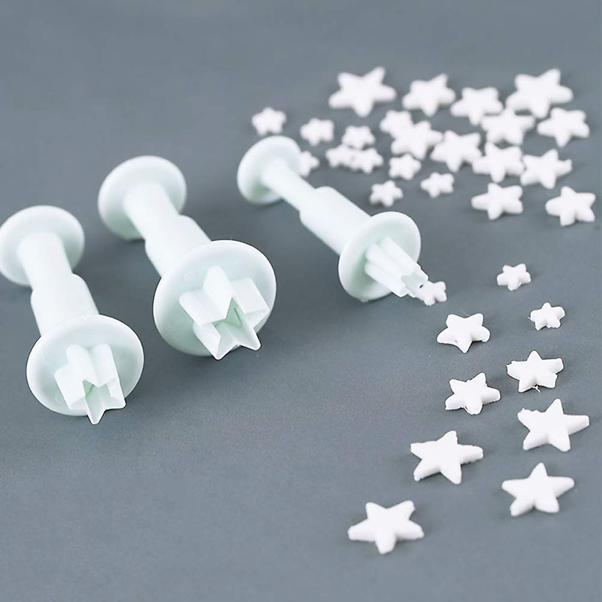 Star Small Fondant Plunger Cutter Set Cake Cookies Decorating Tool Mold-Tiny 3 Pieces（Mini）