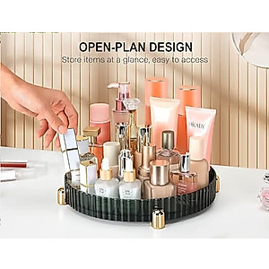 ROWNYEON 360 Rotating Makeup Organizer 1 Tier skincare organizers Bathroom Organizer Perfume Organizer Spinning Cosmetics Organizer for Vanity，Cabinets, Pantry, Fridge, Kitchen