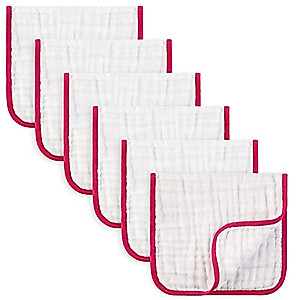 Baby Muslin Burp Cloths Sets for Unisex Newborn Burping Clothes 6 Pack Bibs Rags for Boys and Girls (Pink)
