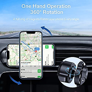 Syncwire Magnetic Wireless Car Charger, Fast Charging, Compatible with MagSafe Car Charger, 360° Adjustable Air Vent Mount for iPhone 13/13 Pro/13 Pro Max/12/12 Pro/12 mini/12 Pro Max, Black