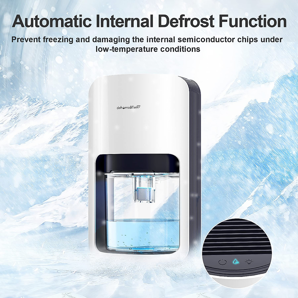 Dehumidifiers, JREAWD Portable Small Dehumidifiers for 320 Sq.Ft with Defrost Protection LED Light 40oz(1200ml) Ultra Quiet Dehumidifiers for Home Bedroom Bathroom Kitchen Closet Office RV