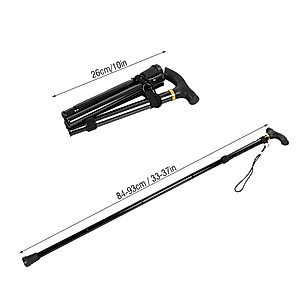 Walking Stick Aluminium Alloy Trekking Poles Metal Cane Collapsible Older Balancing Hiking Mountaineering Cane(Black)