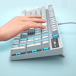 MageGee Mechanical Gaming Keyboard, Wired USB Adjustable Backlight Keyboard, New Mechanical Storm 100% Anti-ghosting Keyboard with Blue Switches for Windows PC/MAC Games (White)