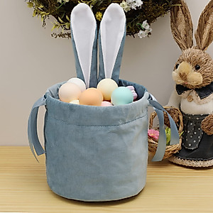 EMBRUNIOICE Easter Candy Gift Bags for Baby,Velvet Bunny Easter Treat Bags,Easter Egg Hunt Bags,Easter Drawstring Goodie Gift Bags for Baby Party Supplies（Blue）