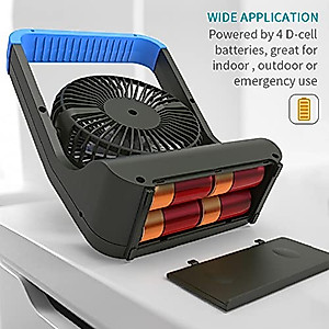 ALAGOON D Battery Operated Fan Portable for Hurricane, 214 H Super Long Lasting Desk Fan with Timer, 5'' Desk Fan Portable for room and camping, Quiet USB Fan for Office Bedroom, 3 Speeds (Blue)