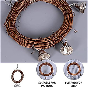 Balacoo Parakeet Decorated Garland Parrot Bird Perches Parrot Rattan Twig Bungee Bird Toy with Bell Wreath Swing Perch Hanging Climbing Chews Toy Garden Porch Wind Chime Climbing Toys Climbing Toys