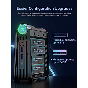 ACEMAGICIAN Mini PC, AMD Ryzen 5 5600U, 16GB DDR4 RAM, 512GB SSD, Windows 11 Pro, RGB Light, WiFi 5 Bluetooth 4.2, 3 Screens Display, HDMI, DP, Type C Port