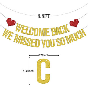 Welcome Back We Missed You So Much Banner, Welcome Back Family Party Decor, Welcome Home We Will Miss You Banner Decorations, Missed You So Much Banner Party Supplies Gold Red