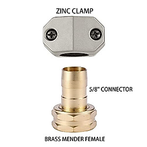 Zinc and Brass Female Clamp Coupling,Fits 3/4" or 5/8" Garden Hose Repair Fitting