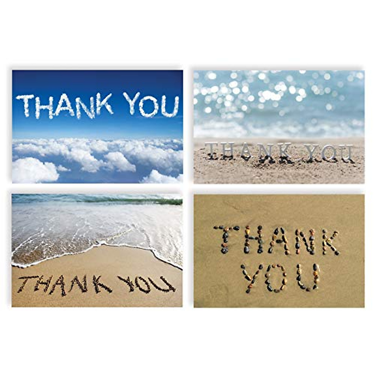 Thank You Cards with Envelopes (100 Pack), 4 Cover Designs, Blank Inside, by Better Office Products, All Occasions, Serenity Collection, 100 Pack