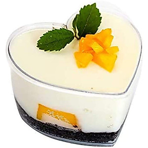 Qixivcom 20 Pack 5 Oz Heart Shaped Dessert Bowl Ice Cream Plastic Dessert Bowls Disposable Dessert Snack Bowl Sundae Bowls Tasting Sample Cup Reusable Salad Bowl Parfait Cups Serving Bowl for Party