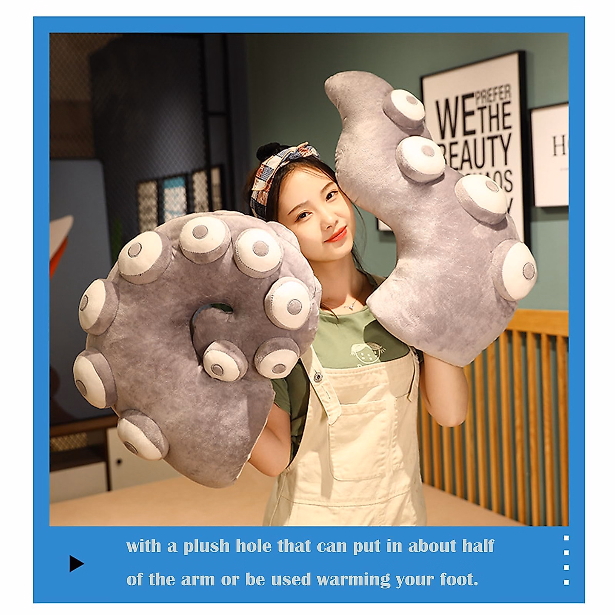 Yoholto Octopus Tentacles Plush Pillow, Tentacles Stuffed Animal, Interesting Plush Gift for Kids Adults(17.7 * 13.7in,Gray)