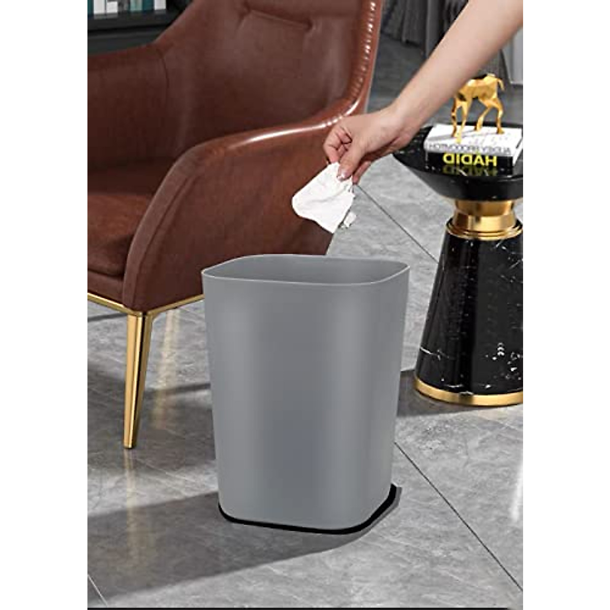 Besli 2 Gallon Small Trash Can Garbage Can Wastebasket for Bathroom Bedroom Kitchen Office,Pack of 3 (Gray)