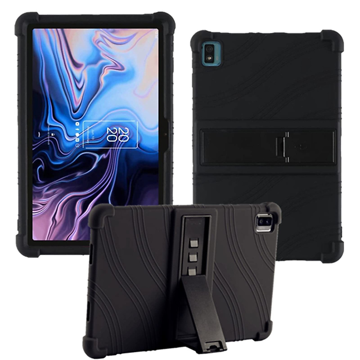 HminSen Case for TCL TABMAX 10.4 Tablet,Kids Friendly Soft Silicone Adjustable Stand Cover for Nokia T20 Tablet 10.36 inch (Black)