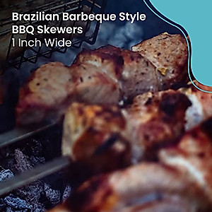 Unique Imports Professional Large 23-Inch Stainless Steel Brazilian Barbeque Style BBQ Skewers (Set of 12, 1 Inch Wide Skewers)