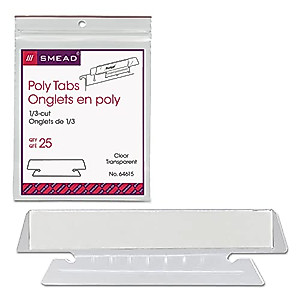Smead Poly Tab 1/3 Cut, Clear, 25 Per Pack (64615)