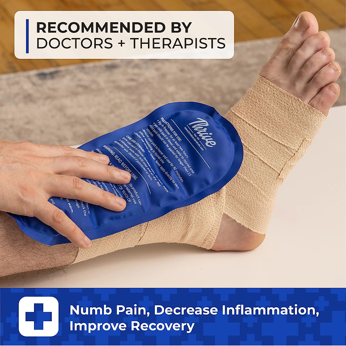 Thrive Reusable Gel Ice Packs for Injuries, Set of 2 – FSA HSA Approved Cold Compress for Knee, Shoulder, Ankle, Wrist, Neck, and Back Pain Relief – Soft & Flexible - Ice Pack