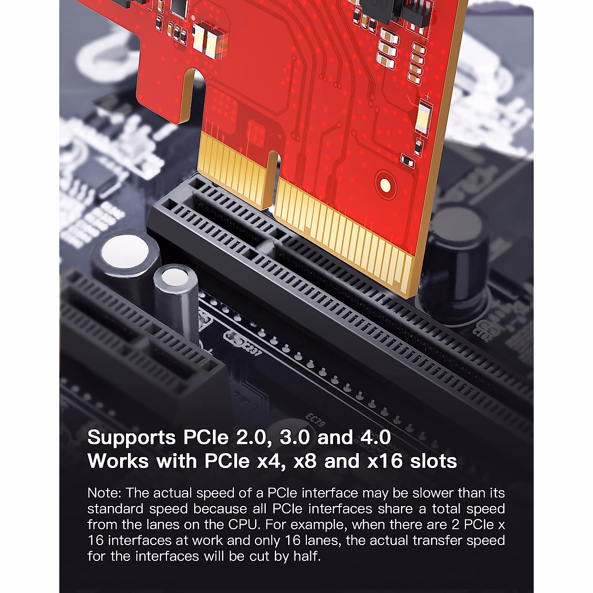 Inateck PCIe to USB 3.2 Gen 2 Extension Card with 16 Gbps Bandwidth, 6 USB Type-A and 2 USB Type-C Ports, RedComets U22