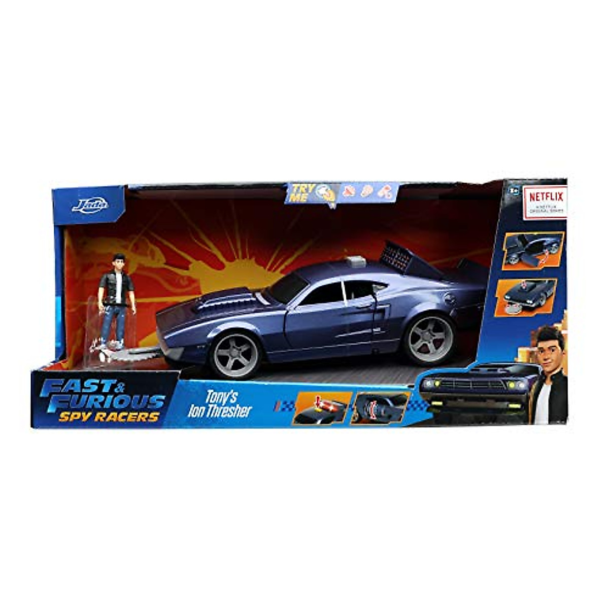 Jada Toys Fast & Furious Spy Racers 1:16 Tony's Ion Thresher Light and Sound Car with Figure, Toys for Kids and Adults