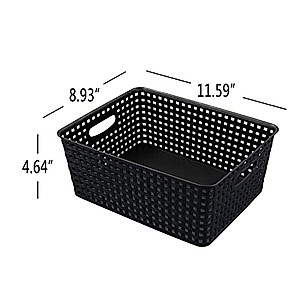 Joyeen Plastic Weave Baskets, Cupboard Storage Bins, 4 Pack