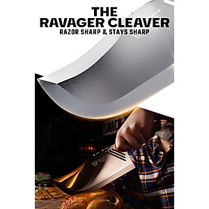 Dalstrong Massive Cleaver Knife - 9 inch - 'The Ravager' - Valhalla Series - 7CR17MOV HC Steel Kitchen Knife - Celestial Resin & Wood Handle - Razor Sharp Meat Cutting Knife - w/Sheath