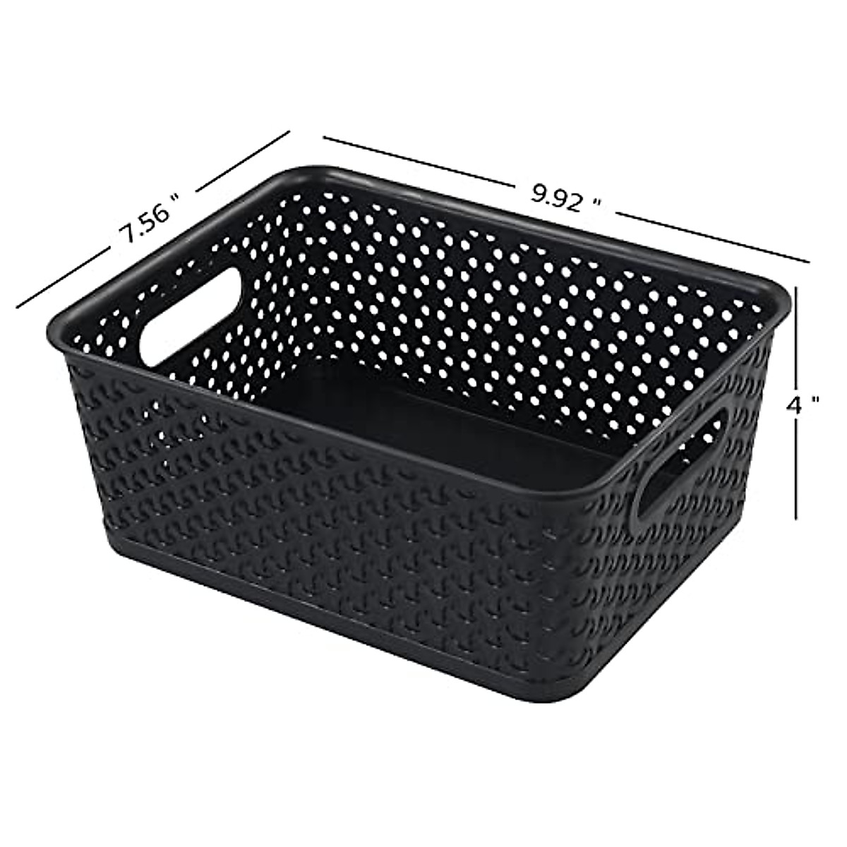 Hommp 6-Pack Woven Plastic Storage Basket, Black