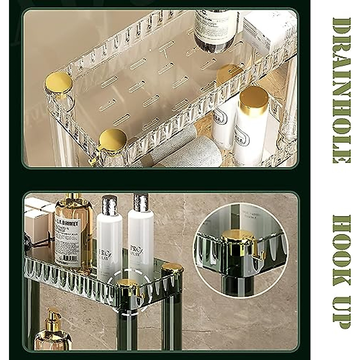 DARZYS Rolling Cart Storage cart Multifunction Moving Small Carts Slide Out Mobile Shelving Unit Cart with Wheels, 8" Dx6.2 Wx25.6 H Green