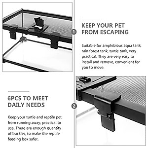 VILLCASE 6pcs Reptile Terrarium Covers Screen Clips, Anti- Escape Reptile Plastic Terrarium Buckle for Aquariums, 5.00X3.00X2.50cm/1.97X1.18X0.98in