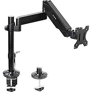VIVO Heavy Duty Articulating Single Pneumatic Spring Arm Desk Mount Stand, Fits 17 to 32 inch Standard Screens or 43 inch Ultrawides up to 26.4 lbs with Maximum VESA 200x100mm, STAND-V101H