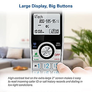 VTECH IS8121-2 Super Long Range up to 2300 Feet DECT 6.0 Bluetooth 2 Handset Cordless Phone for Home with Answering Machine, Call Blocking, Connect to Cell, Intercom and Expandable to 5 Handsets