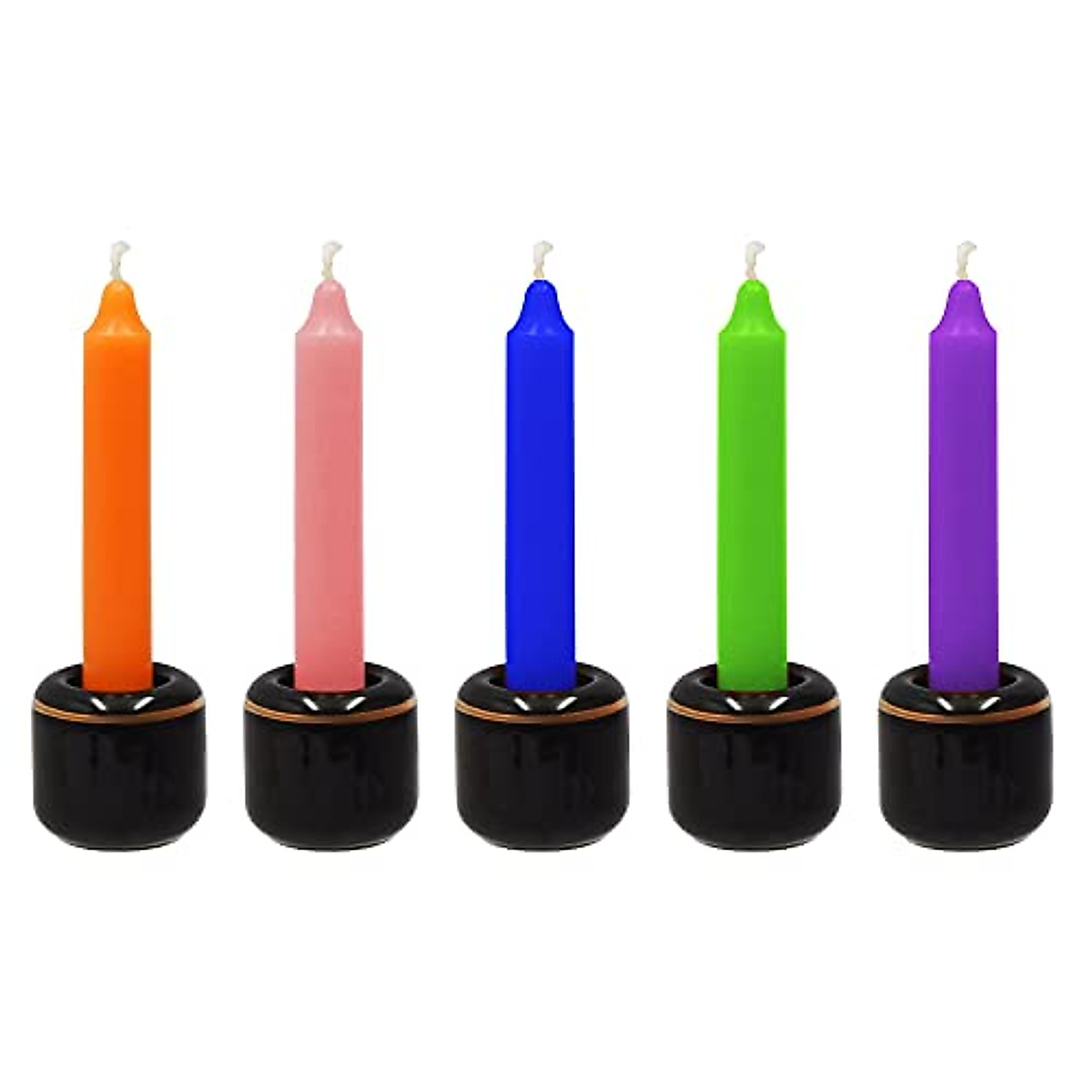 Spell Taper Candles Set for Witchcraft，48 Colored Mini Ritual Chime Candle Sticks and 5 Black Holders，Supplies Tools for Prayer Meditation Metaphysical，Ritual, Altar, Wicca Spells & Witch Rituals