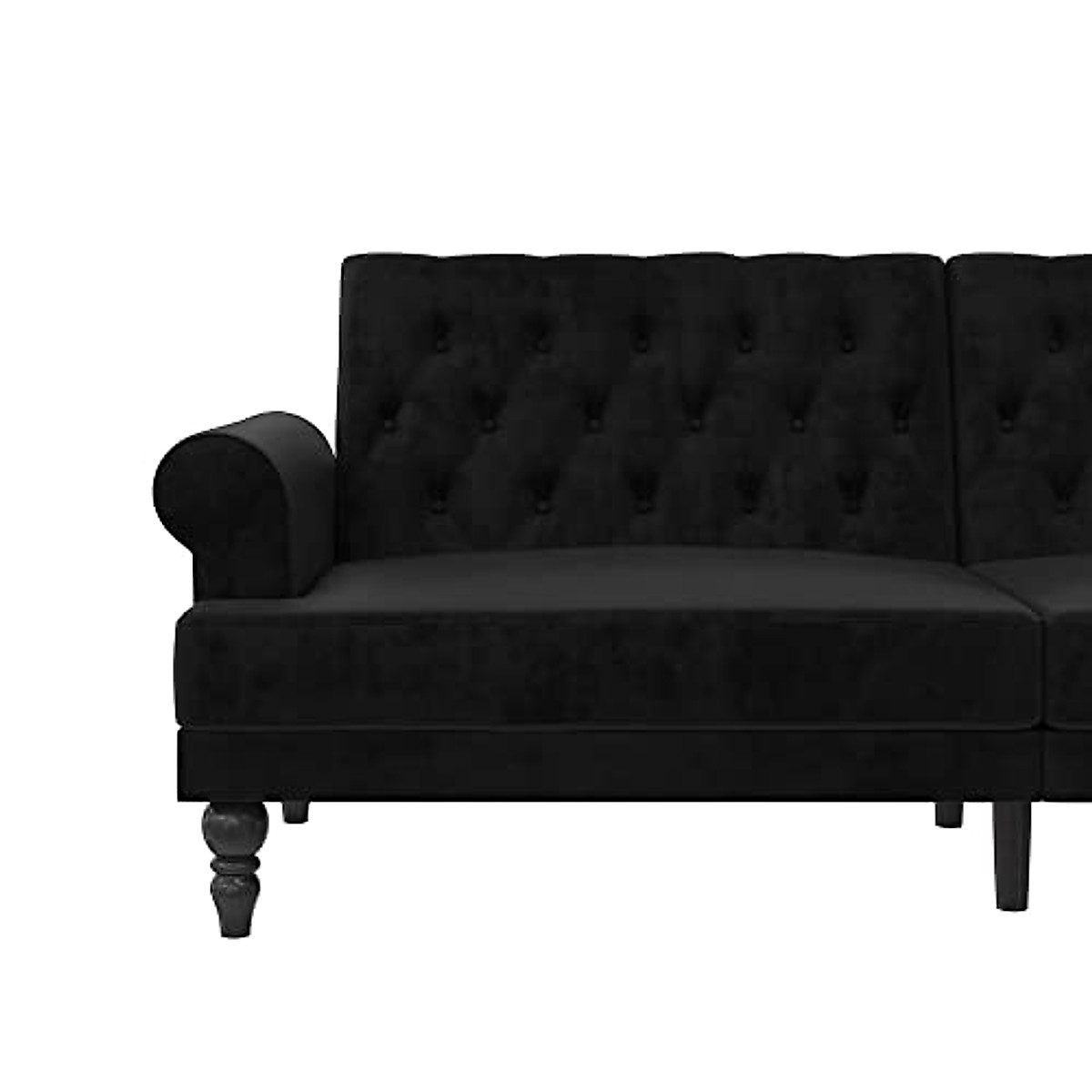Novogratz Cassidy Upholstered Futon, Black Velvet
