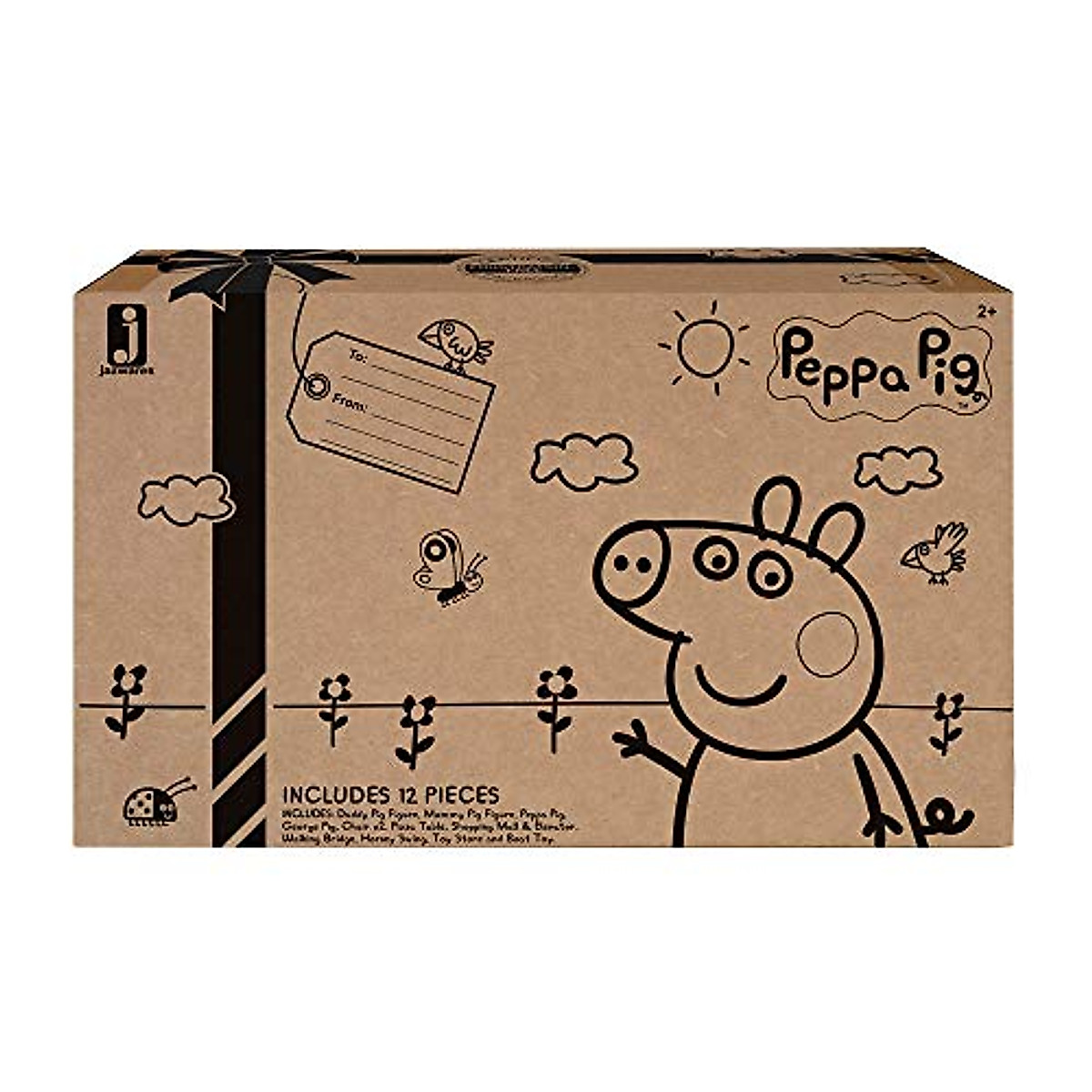 Peppa Pig Shopping Mall with Family, Includes 1 Connectable Mall Playset, 4 Character Toy Figures, 2 Chairs, 1 Pizza Table, 1 Toy Boat – for Kids - AMAZON EXCLUSIVE