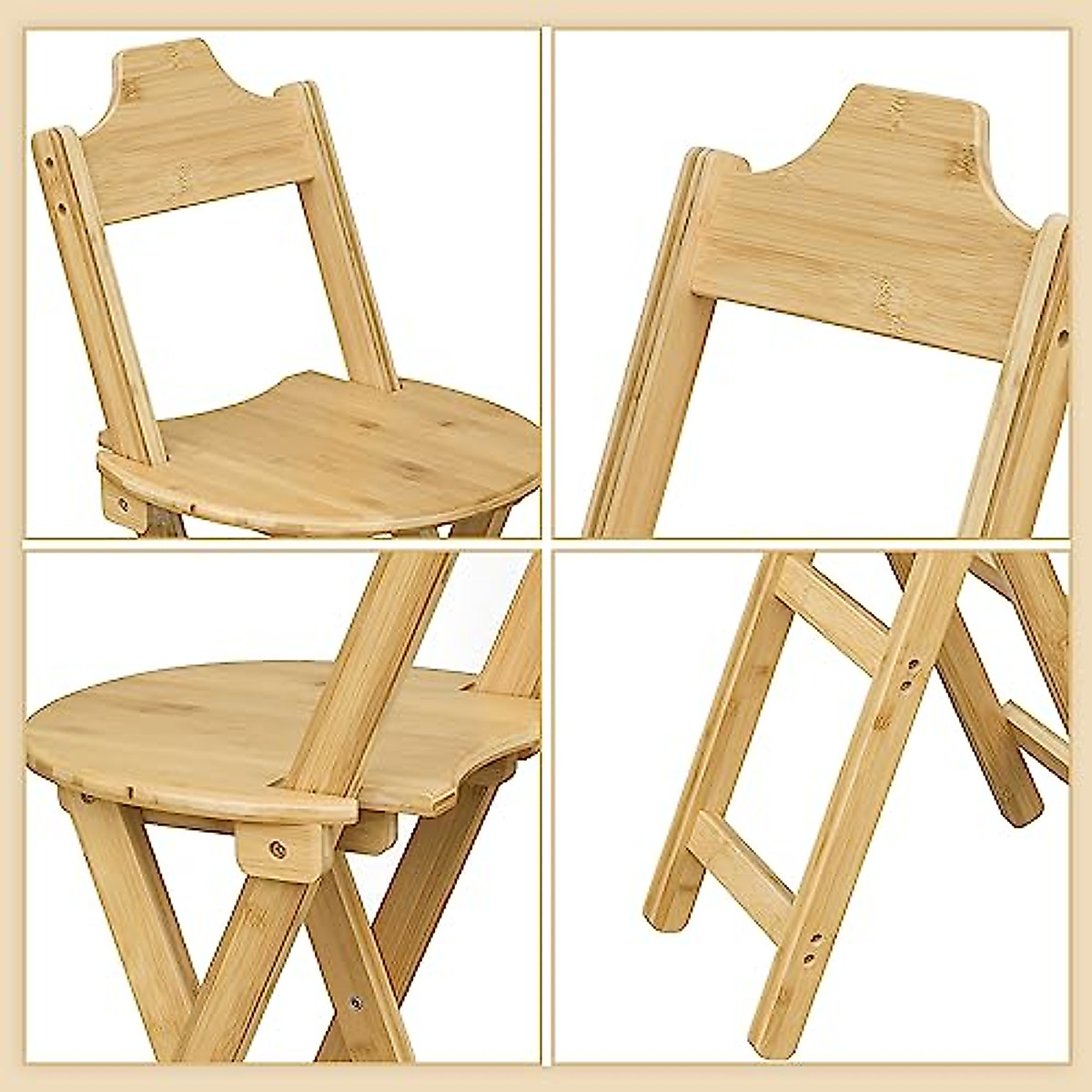 affeivul Folding Bar Stool,Foldable Bar Stools Counter Height,Folding Bamboo Bar Stool with Backrest and Footrest,Collapsible Bar Chairs with Backrest,Portable Folding Stool Tall Bar Stools